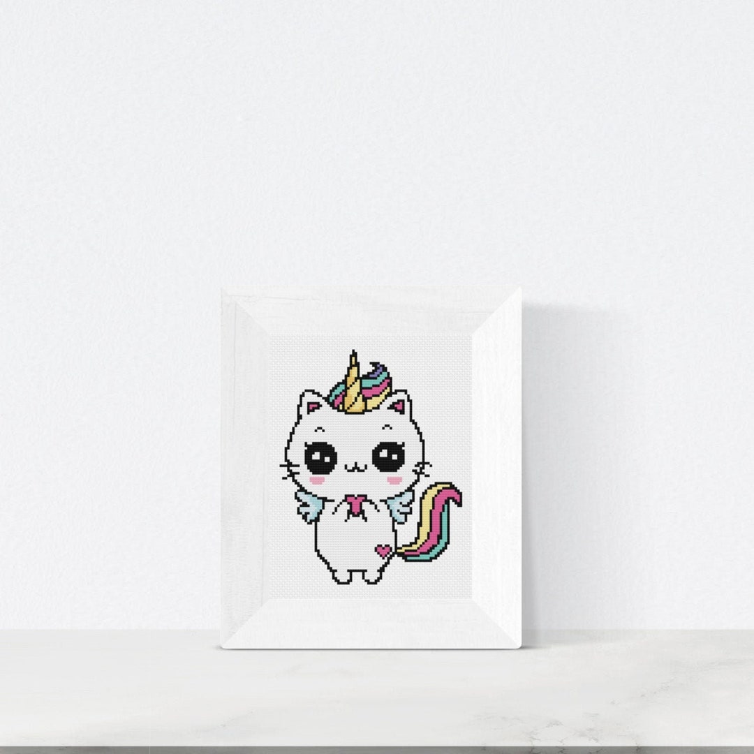 Baby Unicorn Cat Cross Stitch Pattern, Nursery Decor Embroidery ...