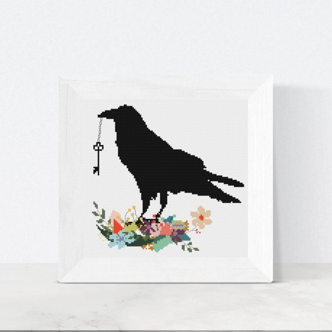 Raven and Crow Cross Stitch Pattern, Gothic Bird Embroidery DIY ...