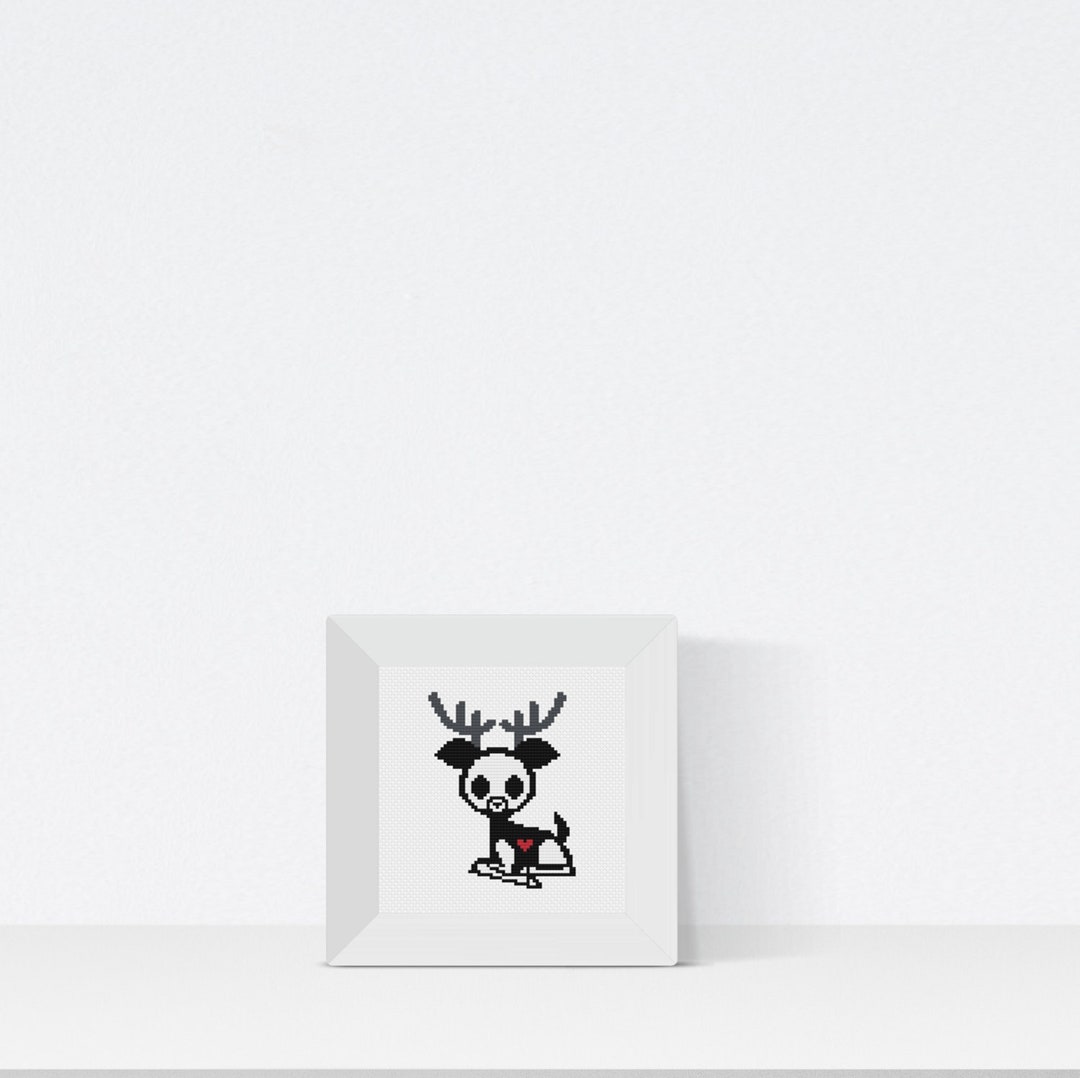 Gothic Deer Cross Stitch Pattern, Reindeer Embroidery PDF, Elegant ...