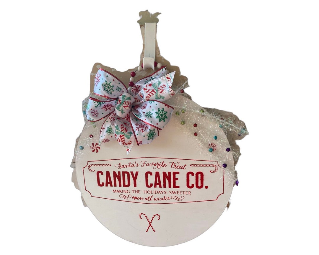 Round Candy Cane Lane Door Decor Hanger Door Round 18 X 18 - Etsy