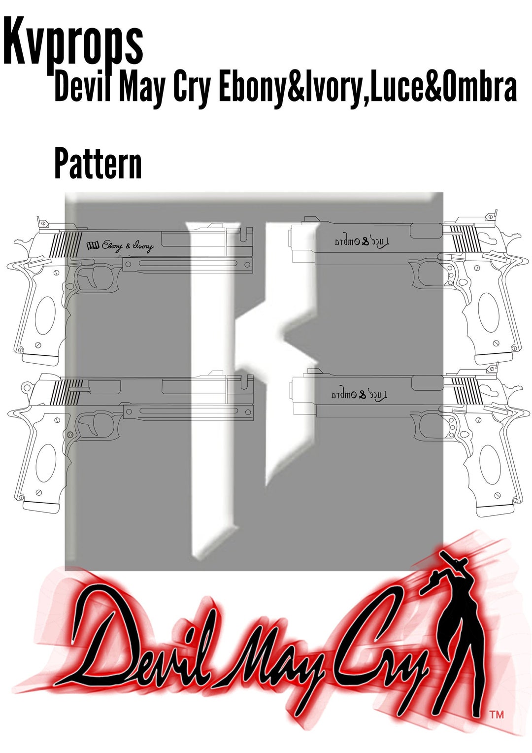 Devil May Cry Ebony and Ivory, Luce and Ombra Gun Patterns - Etsy