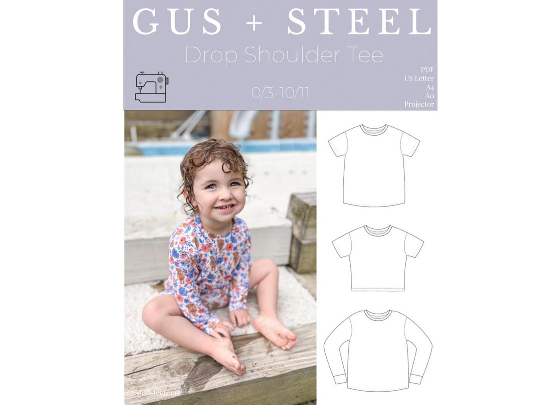 Drop Shoulder Short and Long Sleeve T-shirt - PDF Sewing Pattern ...