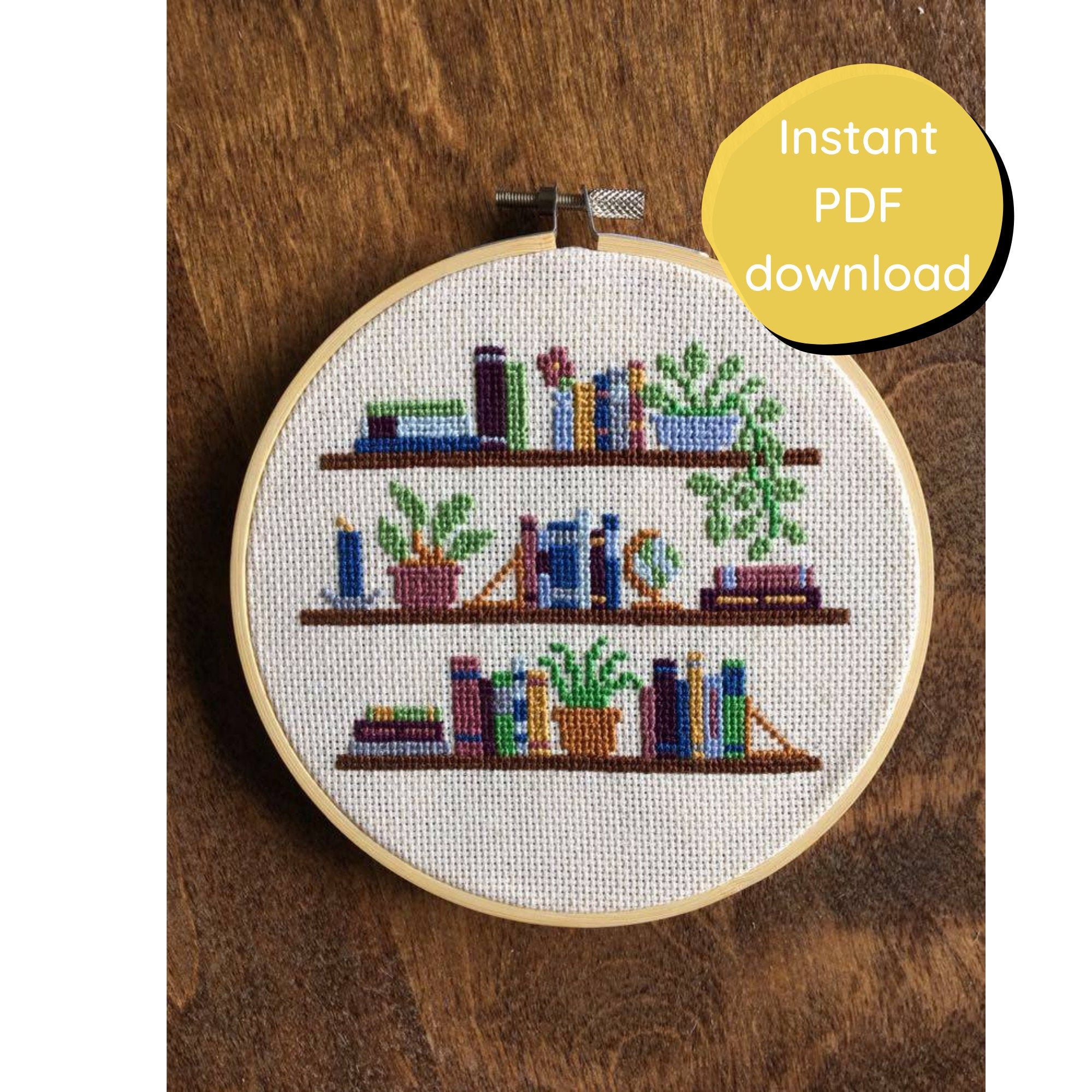 Cozy Plant Bookshelf Cross Stitch Pattern Instant PDF Download - Etsy