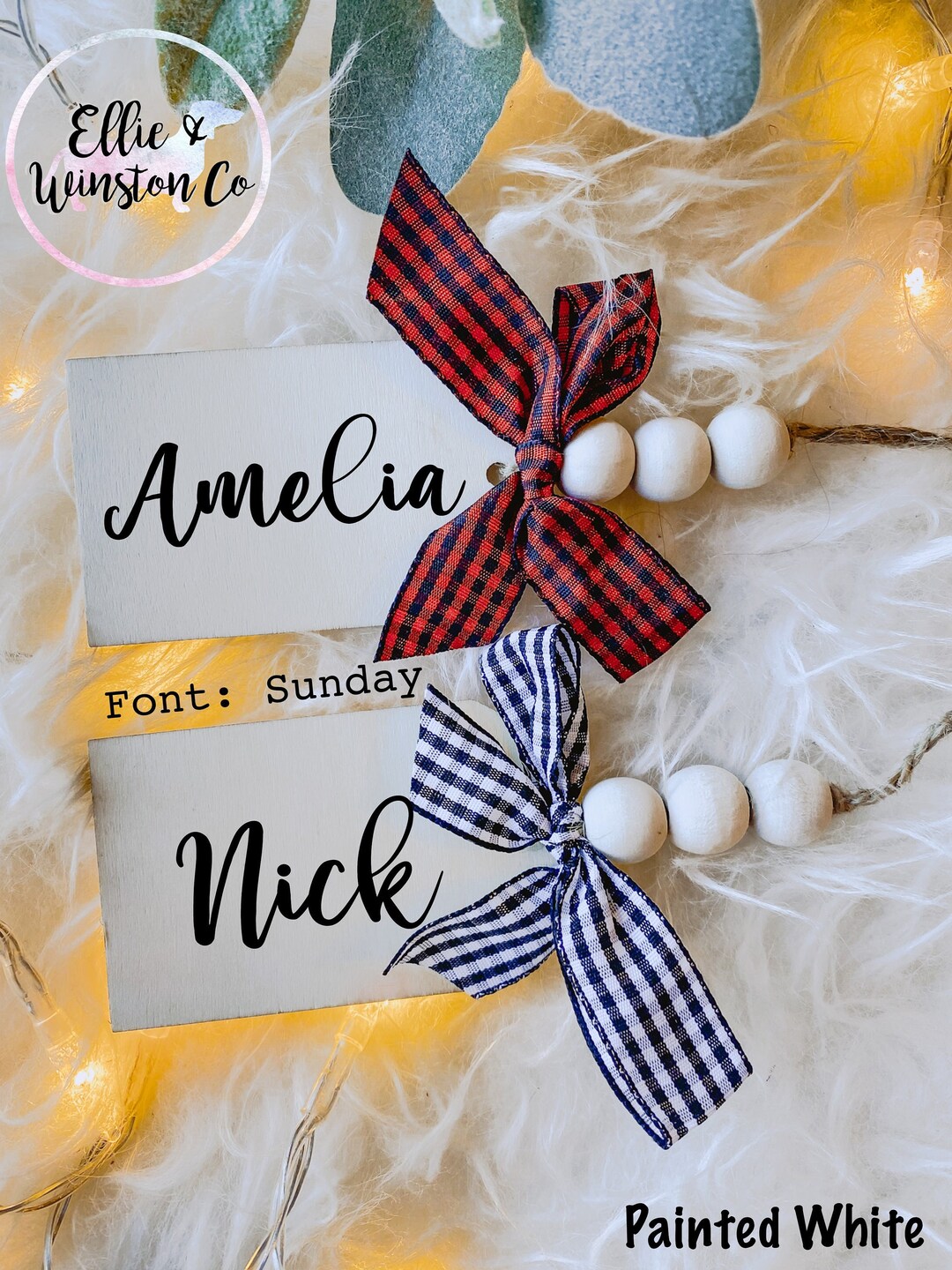 Beaded Stocking Tags, Personalized Stocking Tags, Wooden Stocking Tags ...