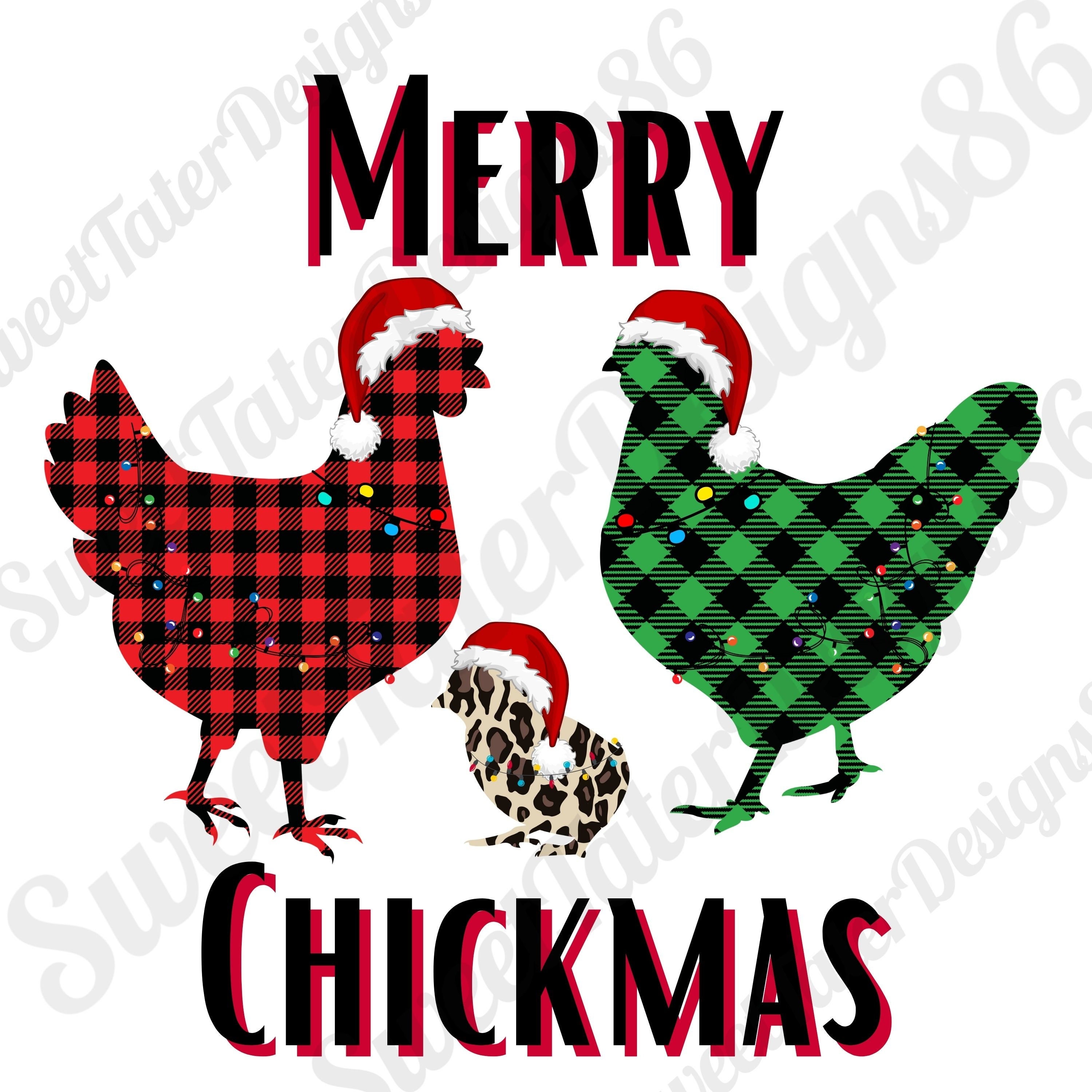 Merry Chickmas Christmas Hen Chick Buffalo Plaid Leopard Print - Etsy