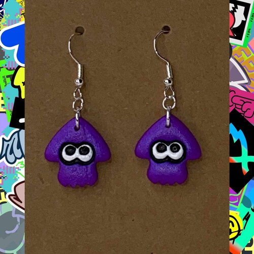 Splatoon Squid & Splat Earrings Dark Blue Blue Cyan - Etsy
