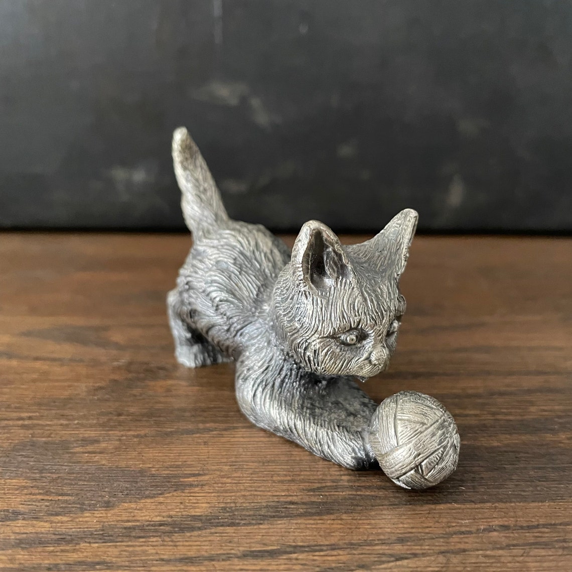 Vintage Pewter Cat Made in Italy Peltro Pewter Cat Playing | Etsy