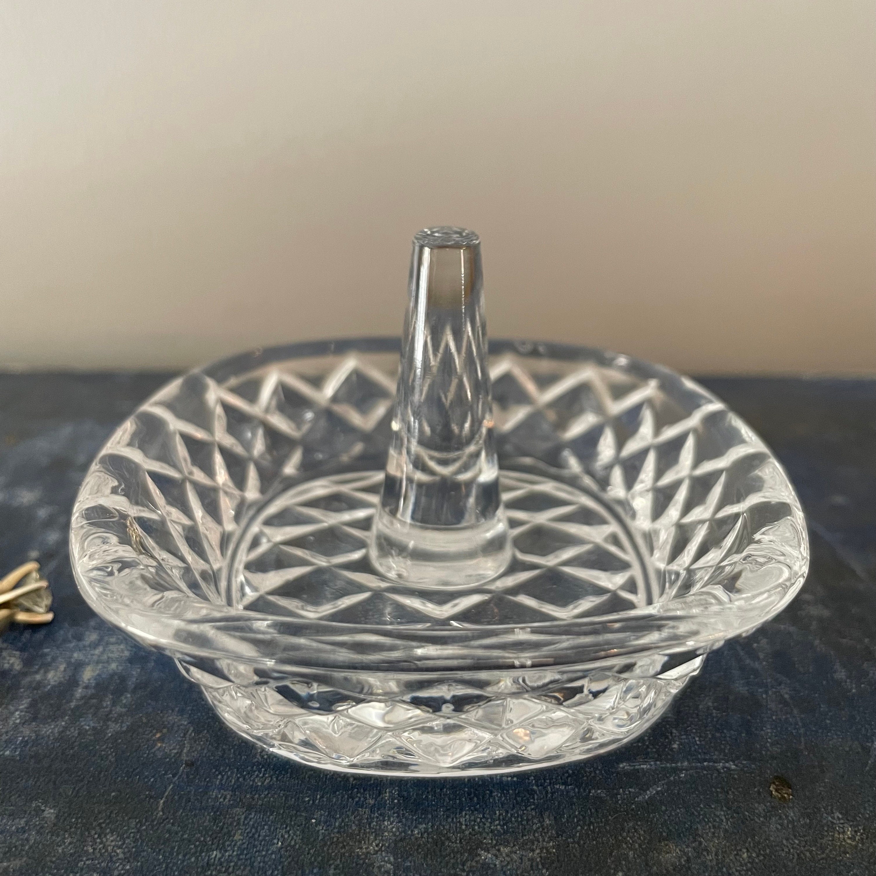 Vintage Crystal Ring Dish Diamond Cut Pattern Jewellery - Etsy