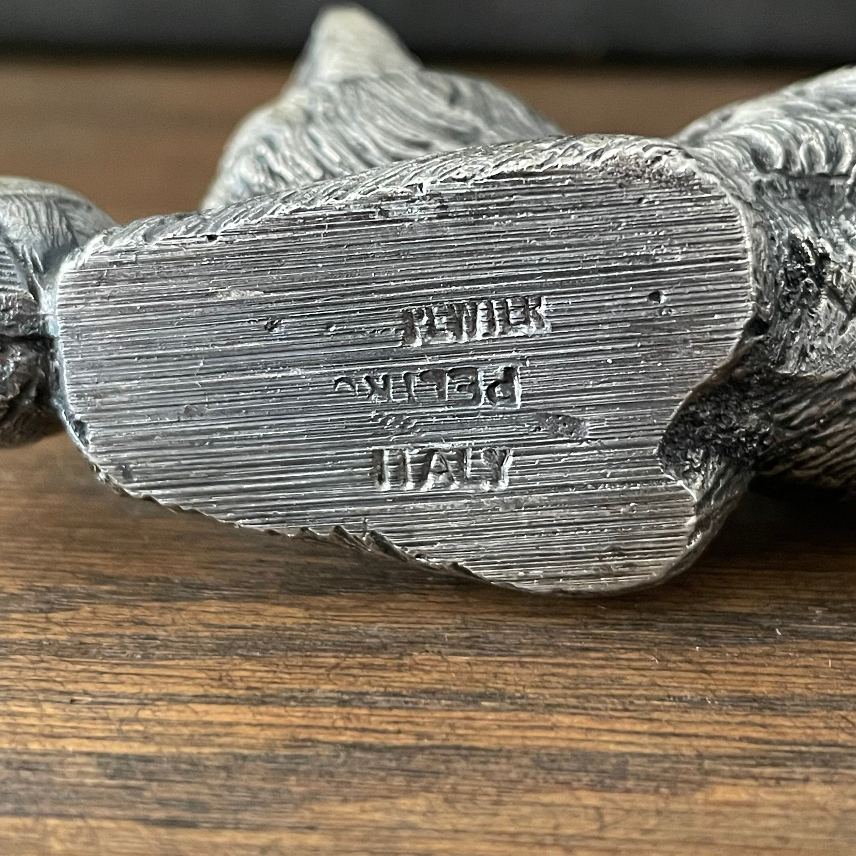 Vintage Pewter Cat Made in Italy Peltro Pewter Cat Playing - Etsy