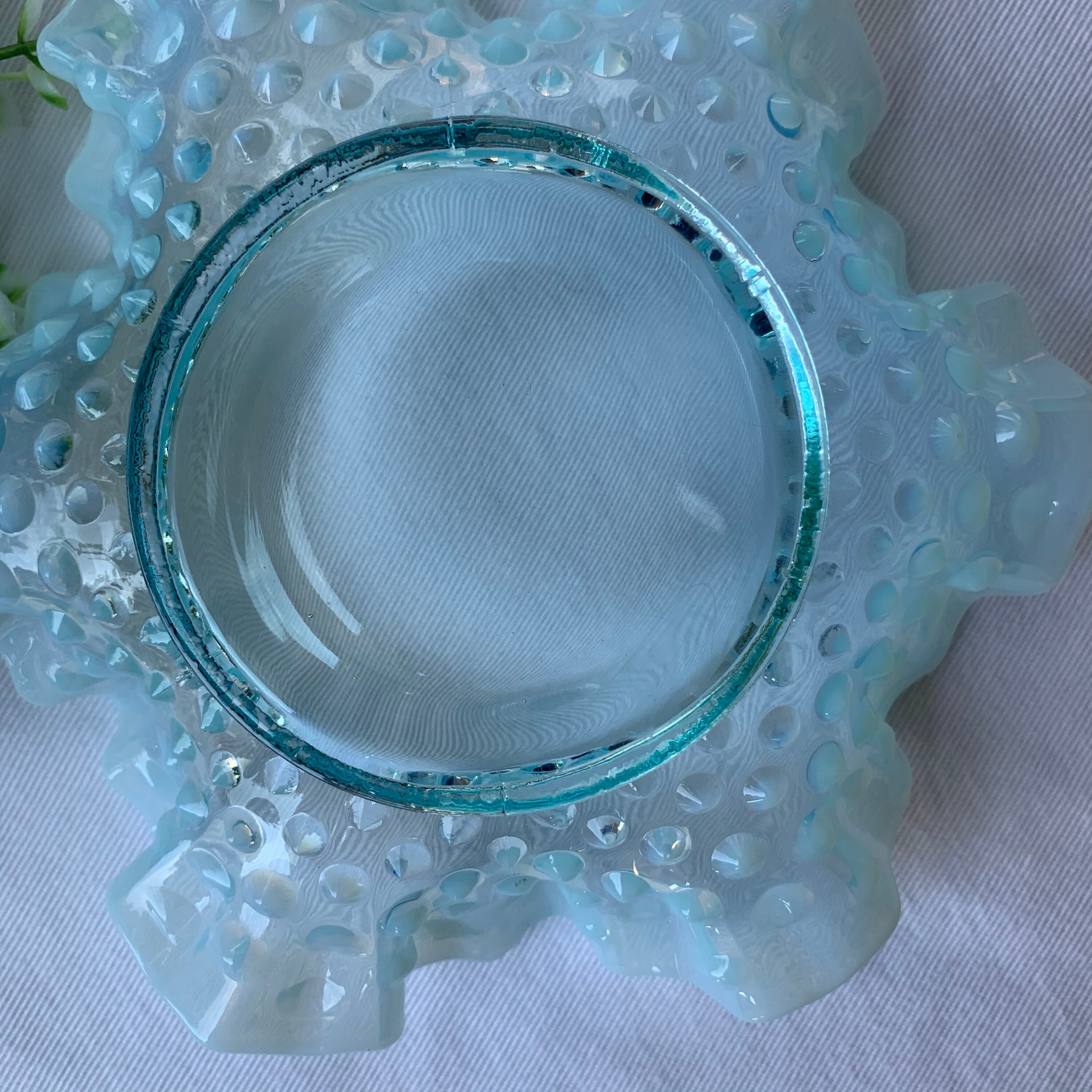 Vintage Fenton Opalescent Hobnail Dish Blue and Clear - Etsy