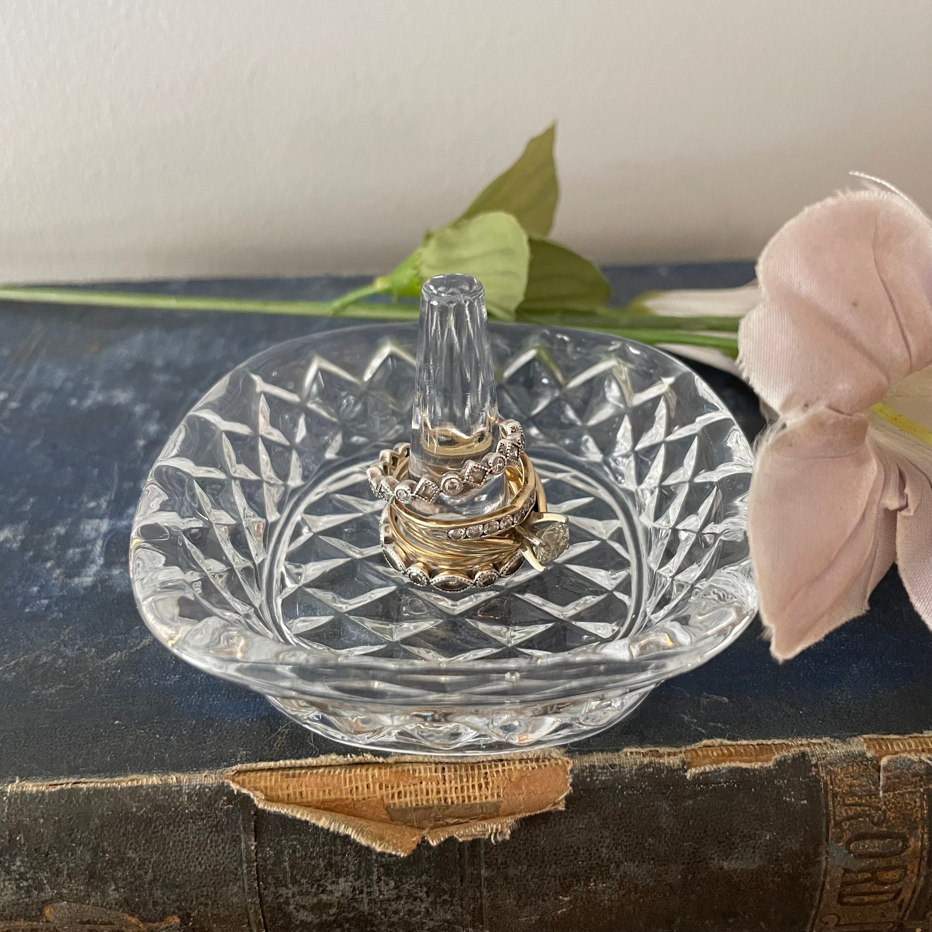 Vintage Crystal Ring Dish Diamond Cut Pattern Jewellery - Etsy
