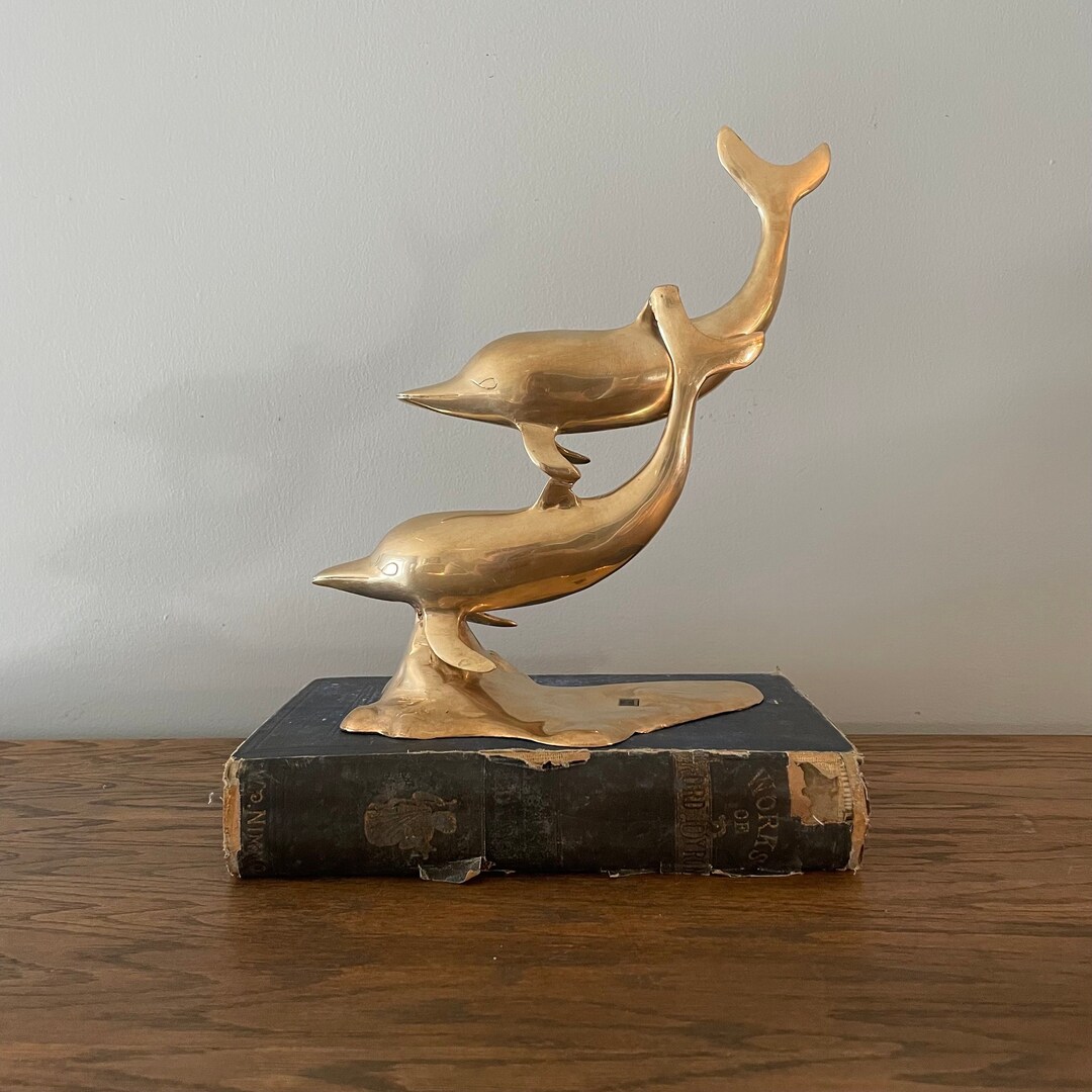 Vintage Brass Dolphins Pair of Dolphins Figure Vintage Home Decor - Etsy