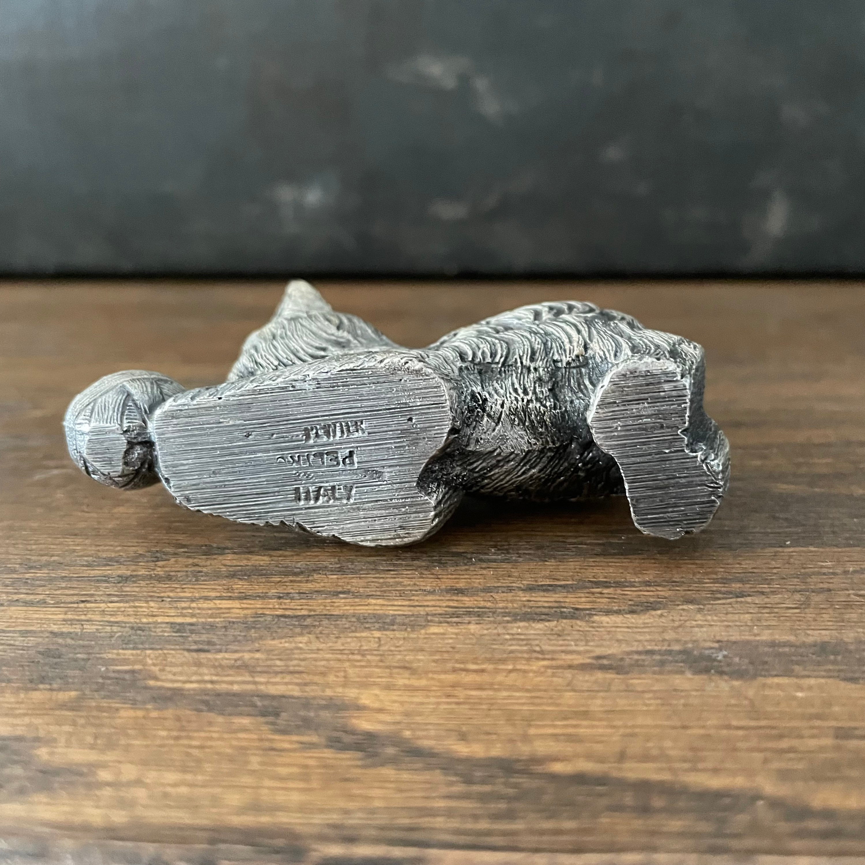 Vintage Pewter Cat Made in Italy Peltro Pewter Cat Playing - Etsy