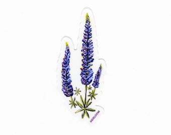 Watercolor Lupine Sticker Lupine Vinyl Sticker, Wildflower Stickers ...