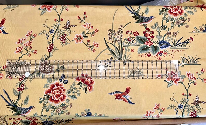 Yellow Chinoiserie Chintz Fabric 56” X 54” - Etsy