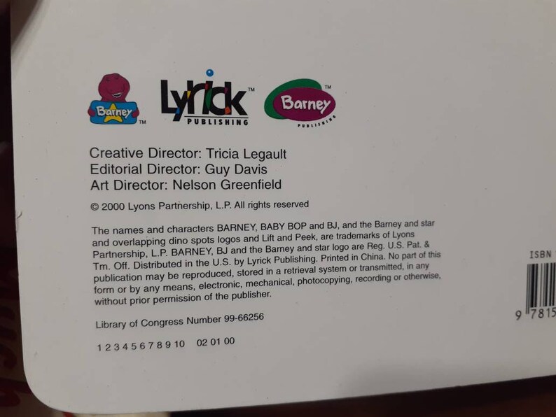 Children's Book Barney's Easter Party Copyright 2000 - Etsy