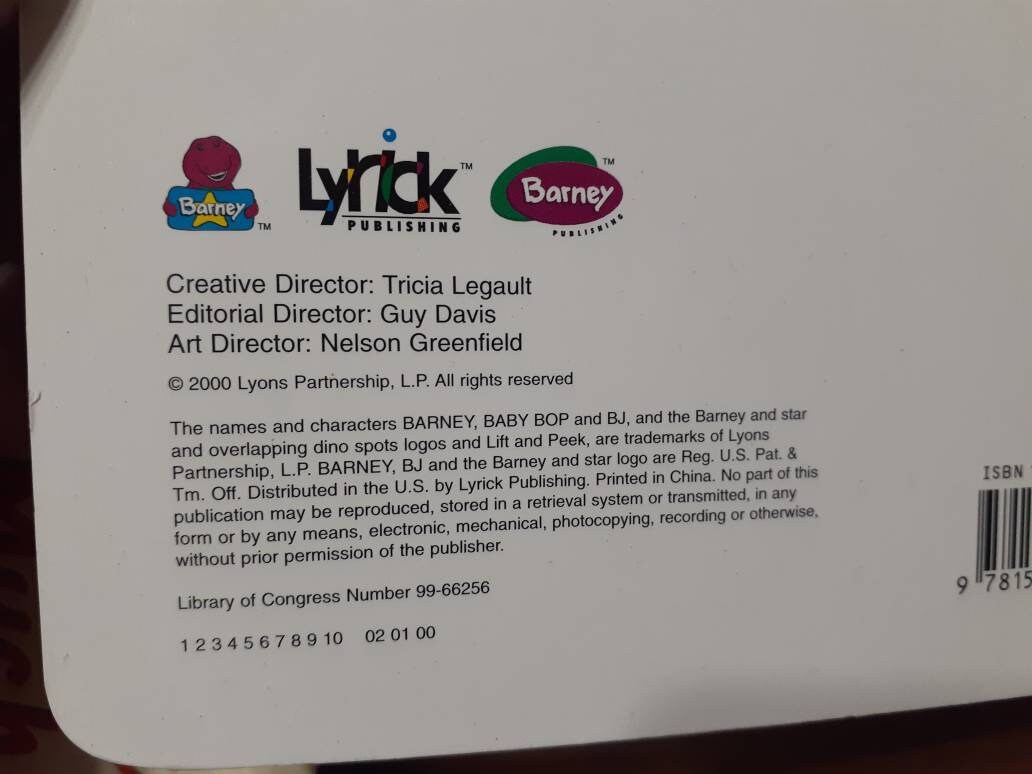 Children's Book Barney's Easter Party Copyright 2000 - Etsy