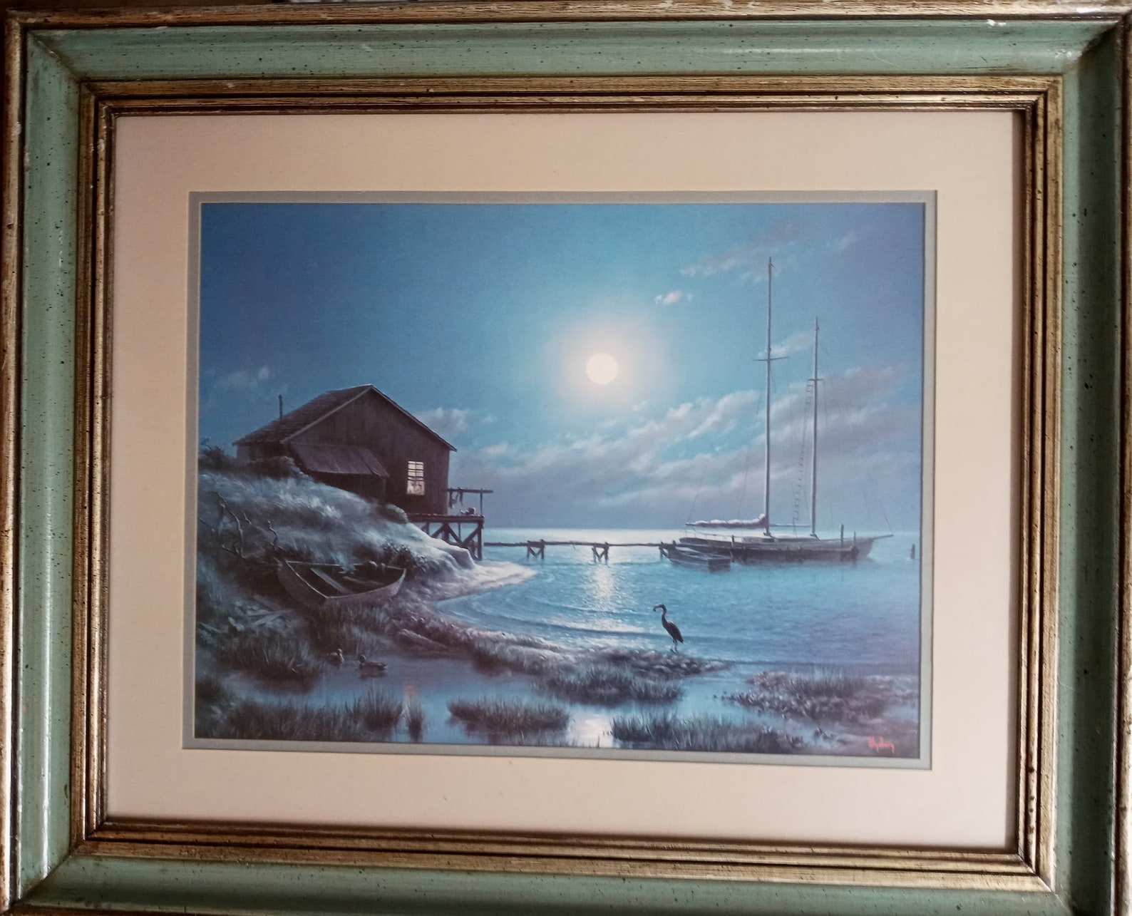 Framed Dalhart Windberg Signed Print Moonlit Dock | Etsy