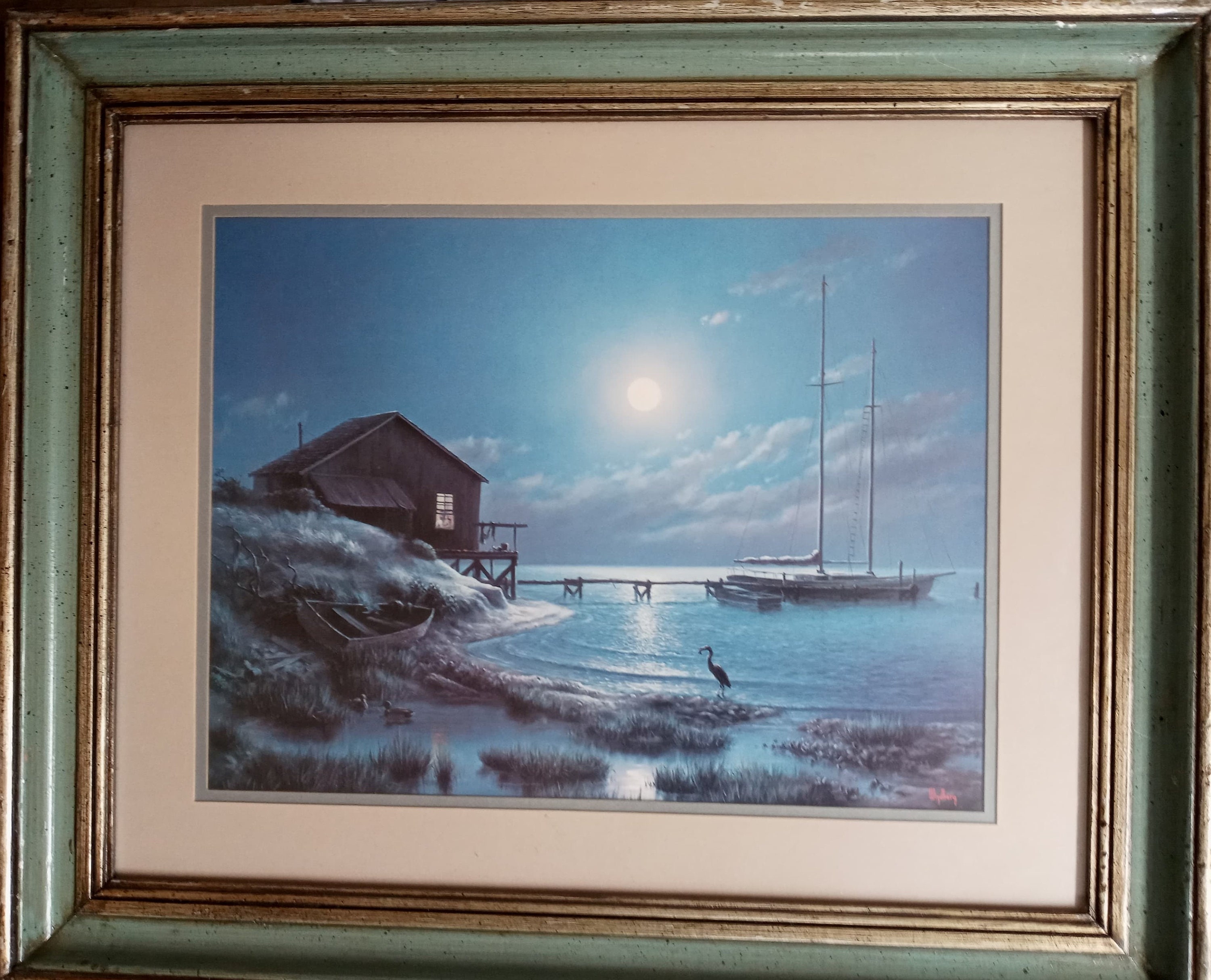 Framed Dalhart Windberg Signed Print Moonlit Dock | Etsy