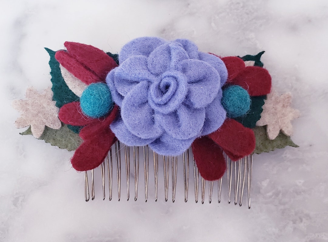 Felt Flower Hair Comb/clip - Etsy