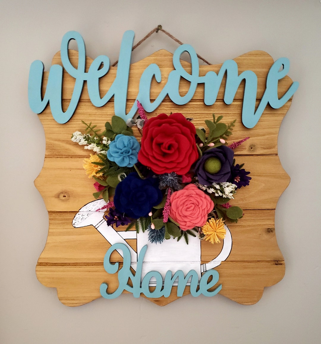WELCOME HOME Felt Flower Hanging Sign - Etsy