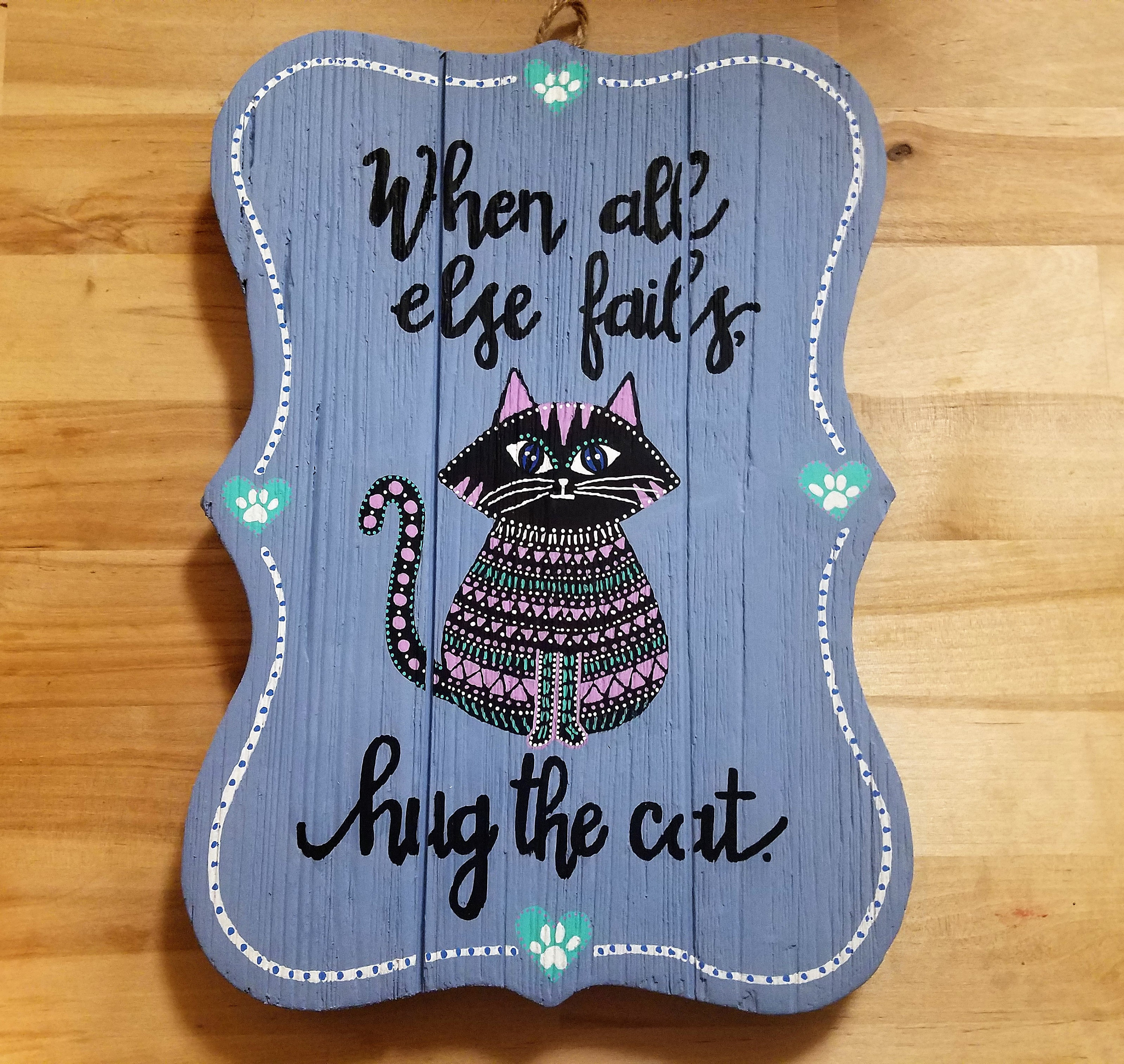 HUG THE CAT Wall Sign - Etsy