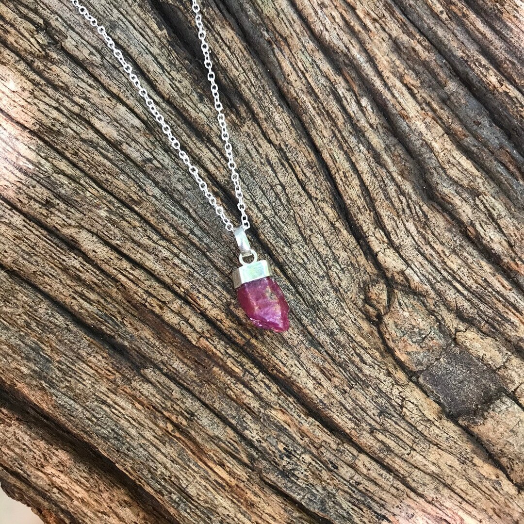 Natural Ruby Crystal Pendant: Sterling Silver July Birthstone - Etsy