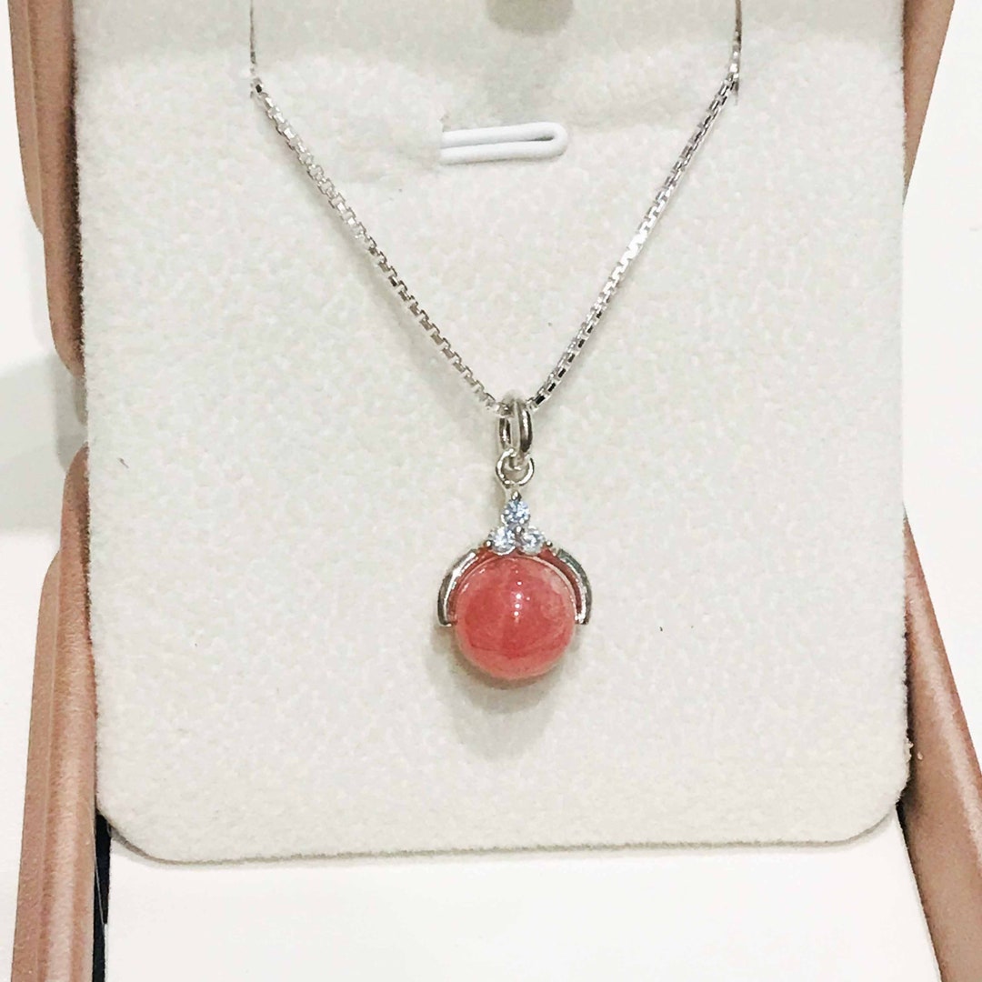 Rhodochrosite Pendant Neck for Her- Love Stone- Pink Stone- Bead ...