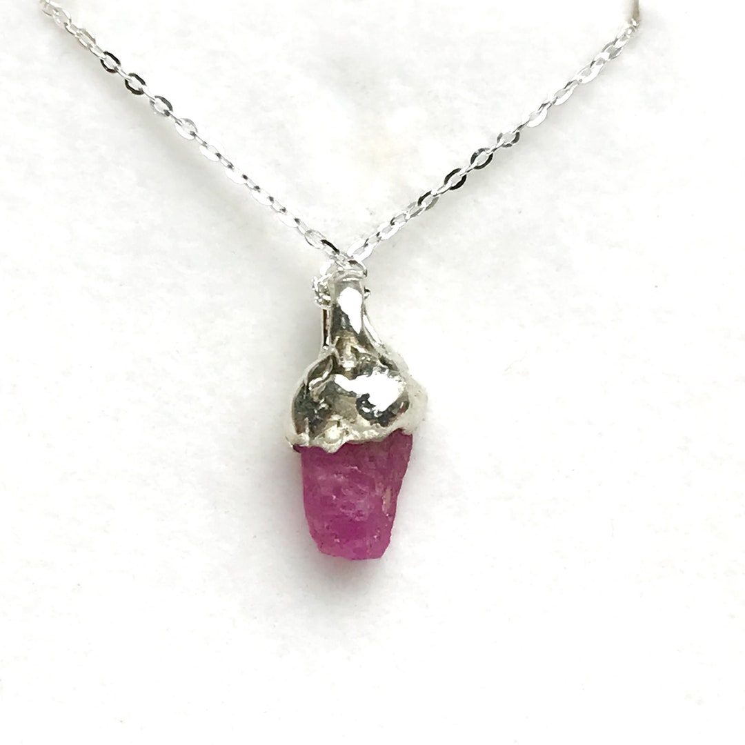 Raw Ruby Pendant: Handmade Sterling Silver Vietnam Crystal, July ...