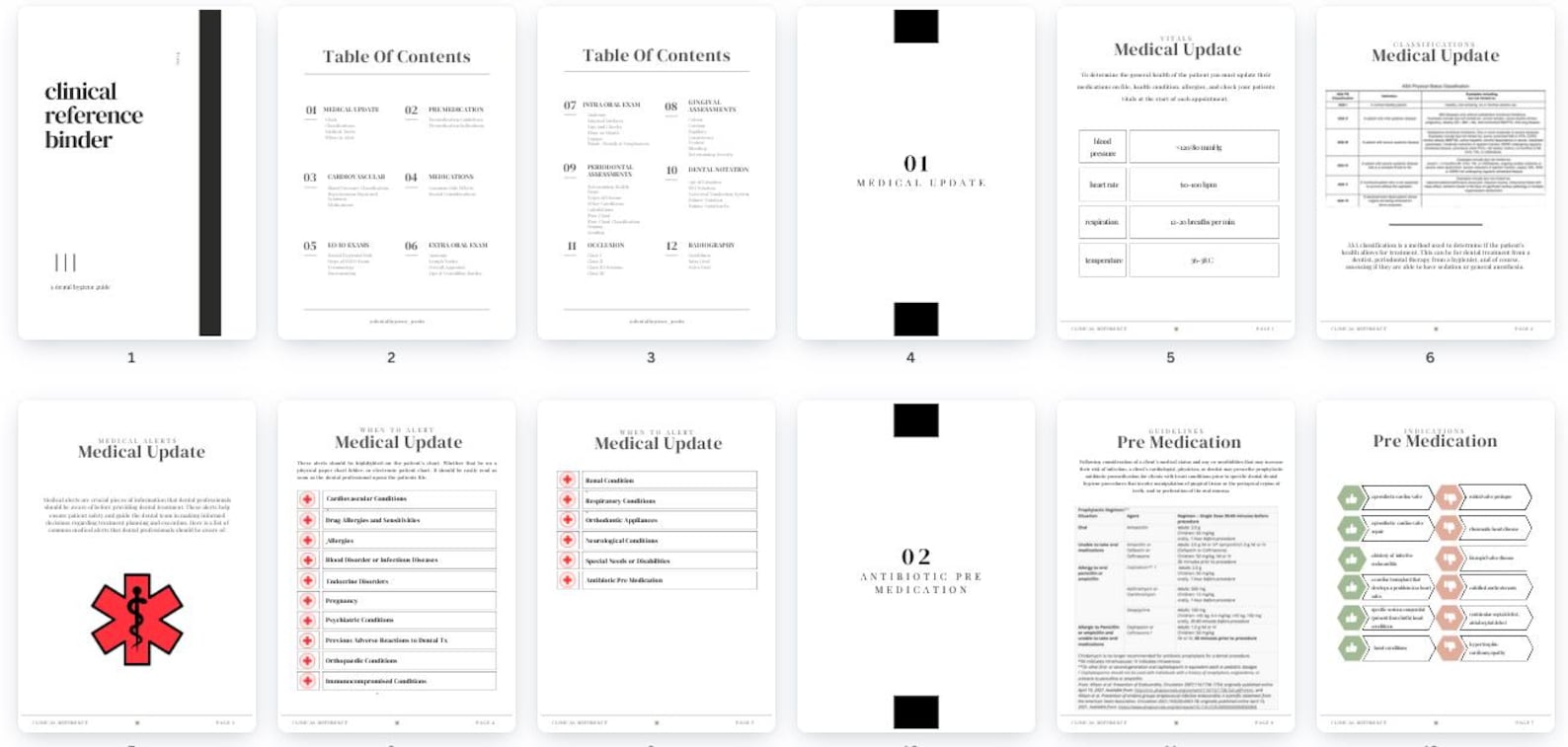 Printable Clinical Reference Binder for Dental Hygienists + Free Gift ...