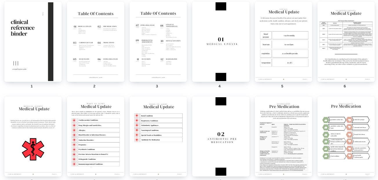 Printable Clinical Reference Binder for Dental Hygienists + Free Gift ...