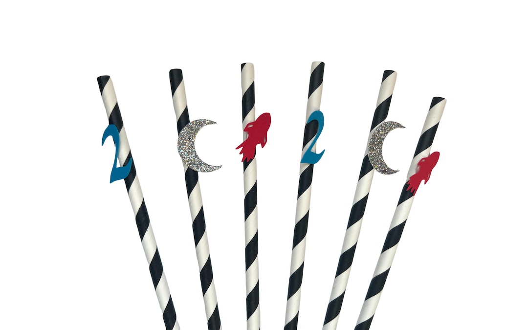 Two the Moon Party Straws, 2 the Moon Birthday Decor, Two Year Old ...