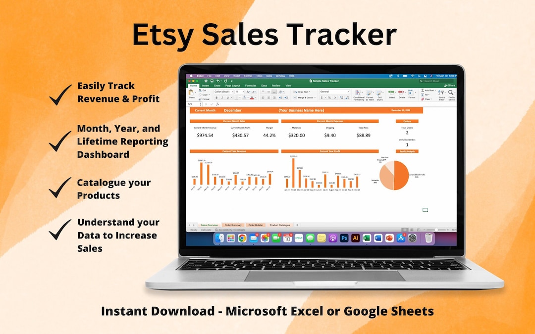 Etsy Sales Analytics Spreadsheet, Digital Template, Sales Tracker ...