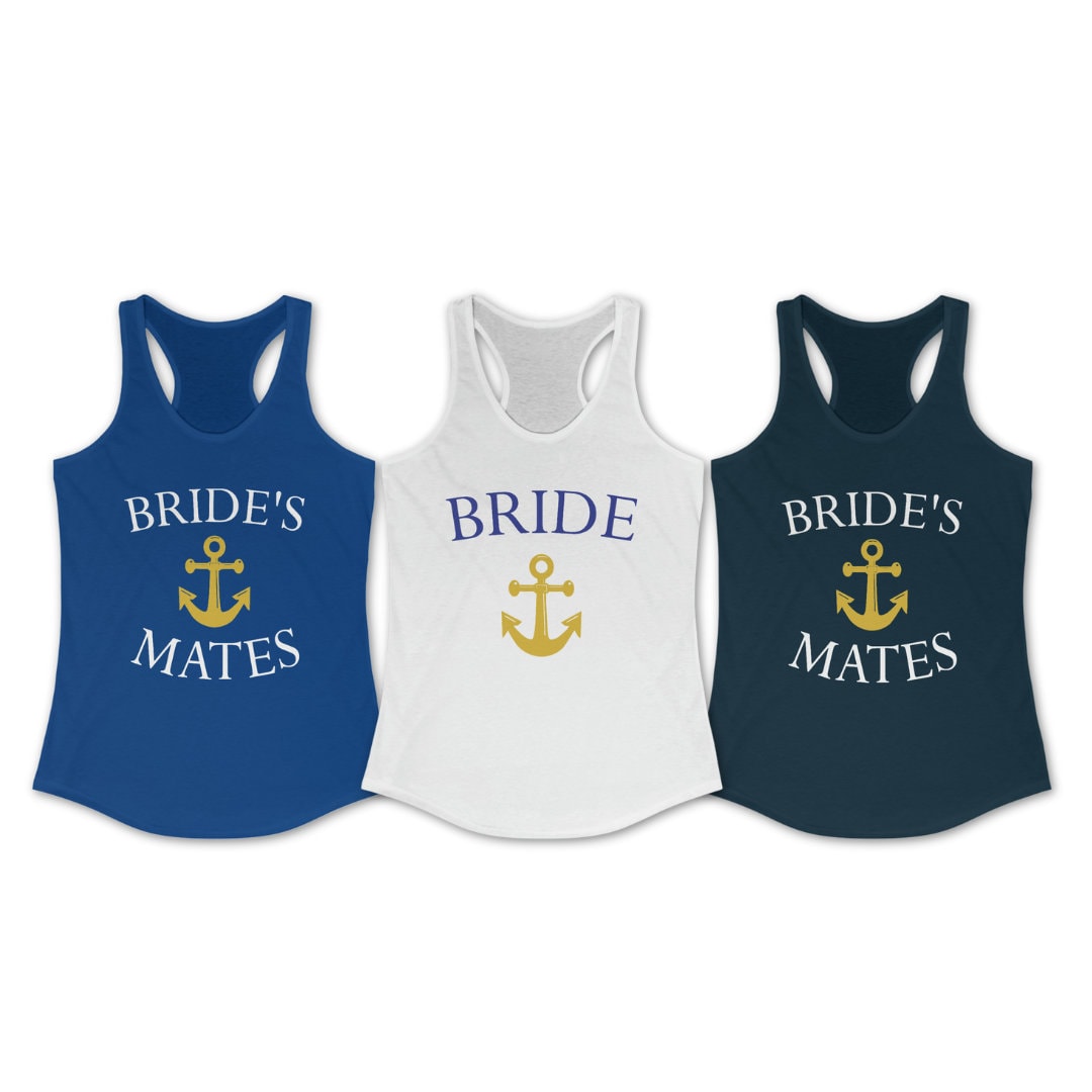 Bride's Mates and Bride Anchor Bachelorette Tank Tops, Last Sail Before ...