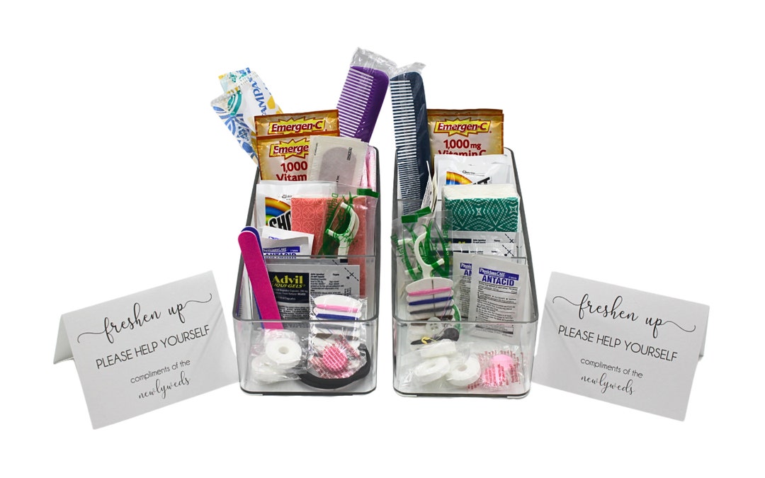 Basic Men and Women Wedding Bathroom Baskets, Bridal & Groomsmen ...