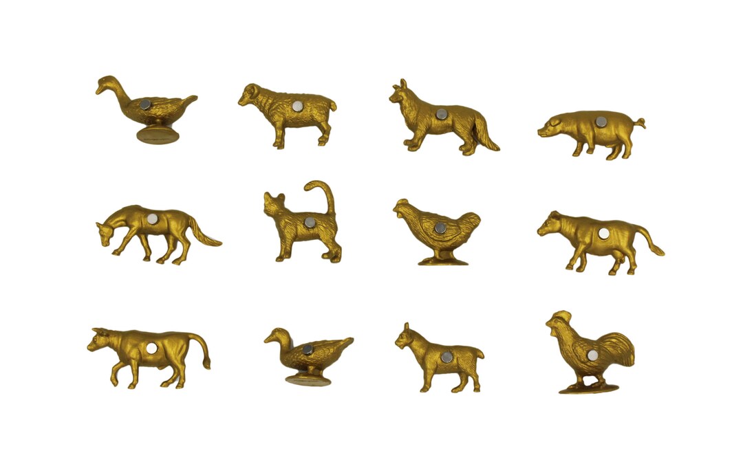 Small Gold Farm Animal Magnets, Fridge Magnets, Party Favors, Set of 5 ...