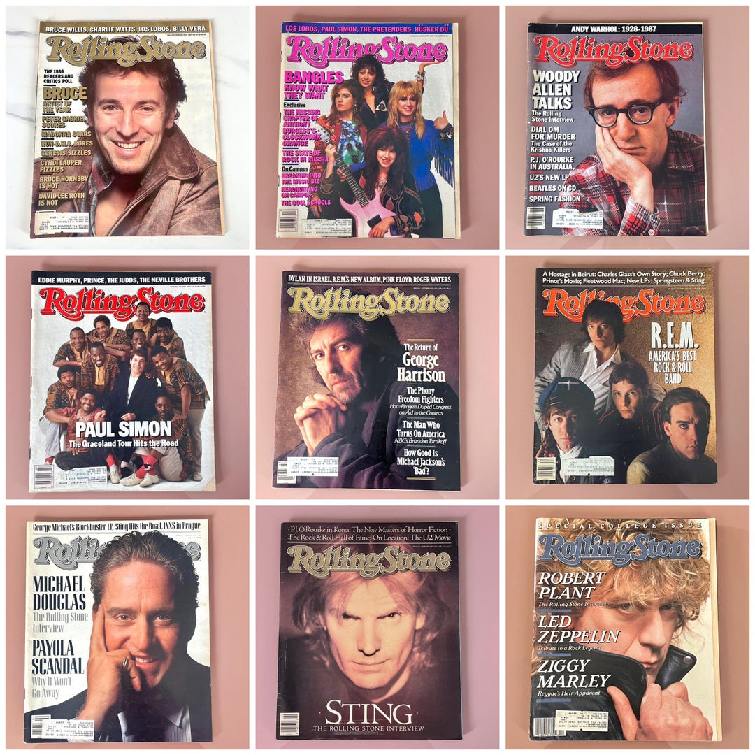 Vintage 1987, 1988 Rolling Stone Magazines - R.E.M., Springsteen, Sting ...