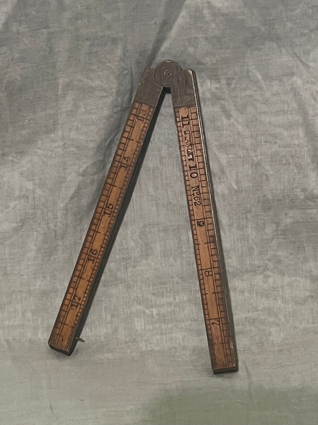 Stanley No.62 Vintage Rule Box-wood Brass Trimmed Antique Working Ruler ...