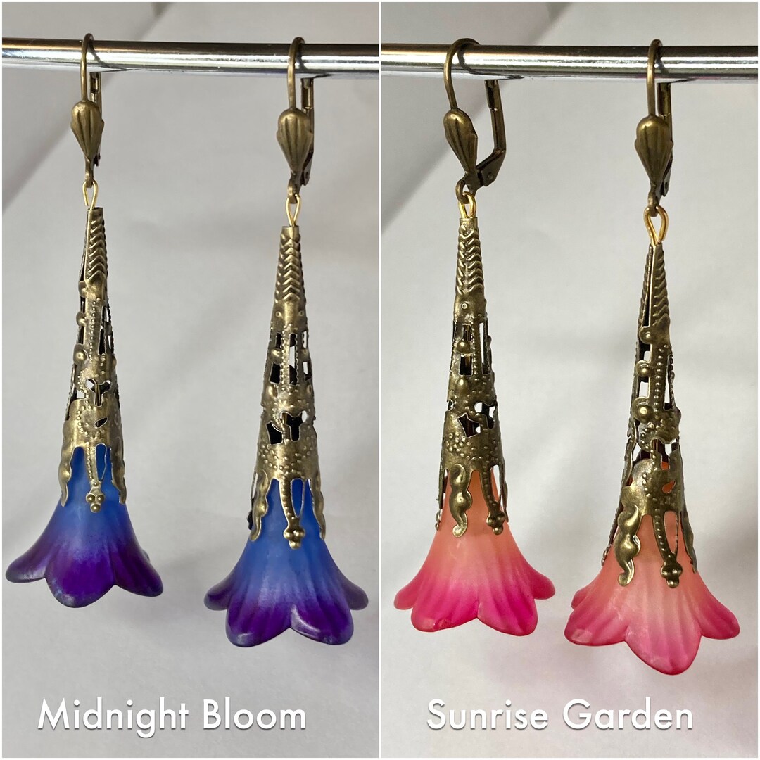 Filigree Trumpet Flower Series Long Vintage-style Dangle Earrings With ...