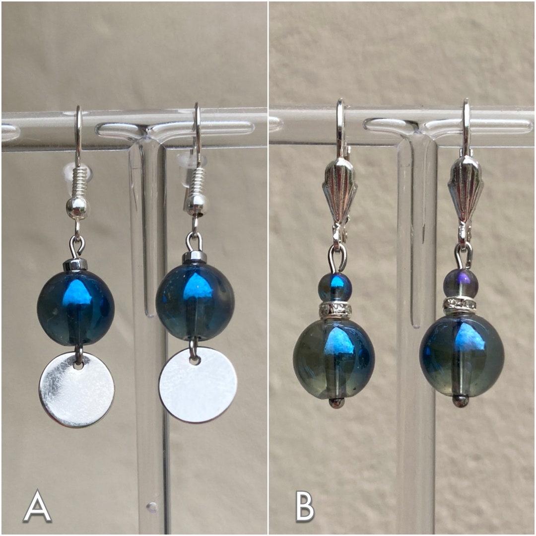 Millennium Series - Titanium Peacock Quartz Dangle/drop Earrings M - Etsy