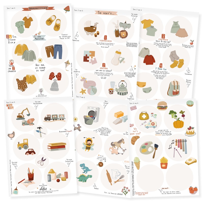 Pack of 30 Montessori-style Organization Stickers for Boys and Girls ...