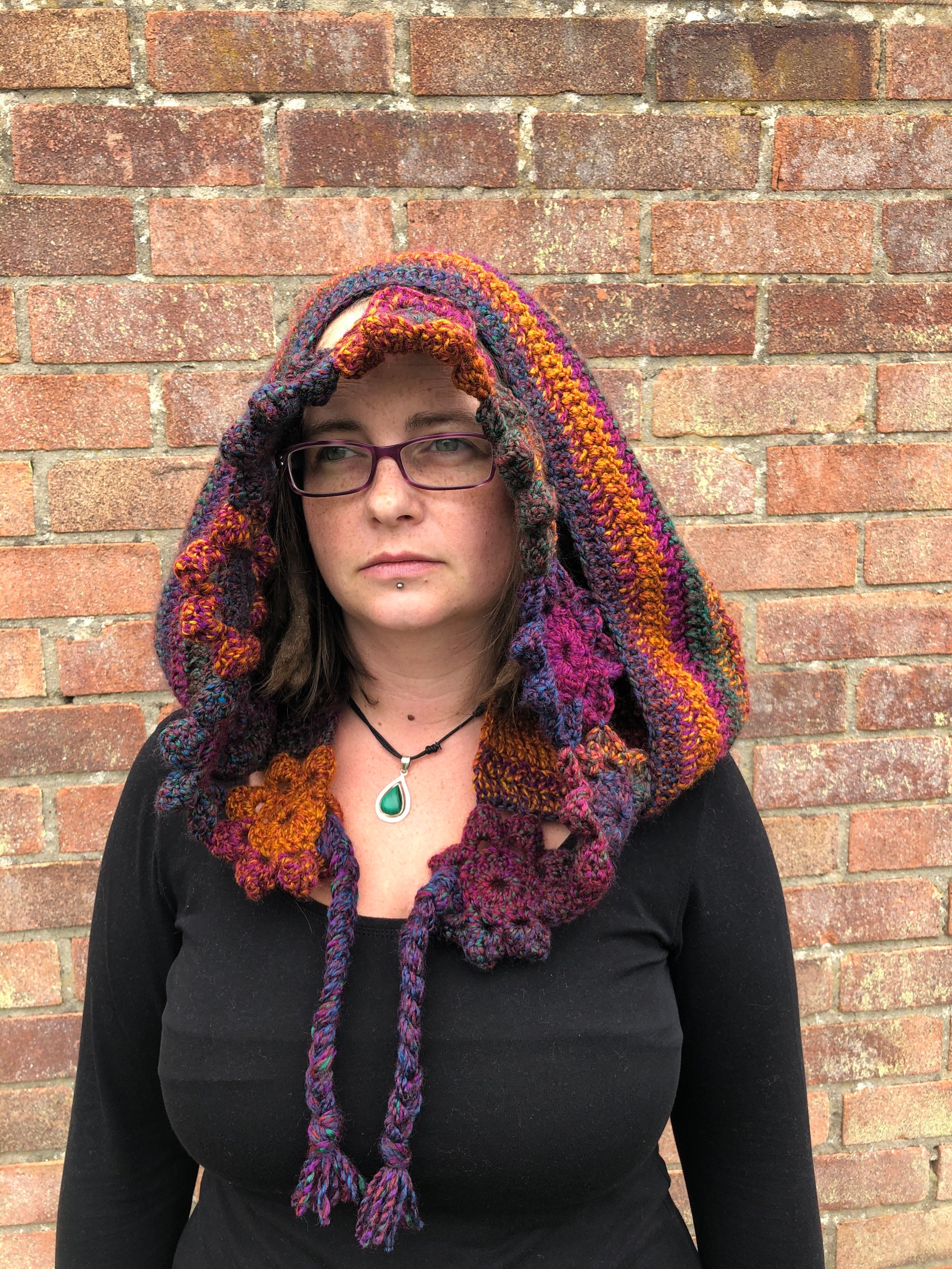 Floral Pixie Hood Long Pointed Crochet Festival Hood. | Etsy