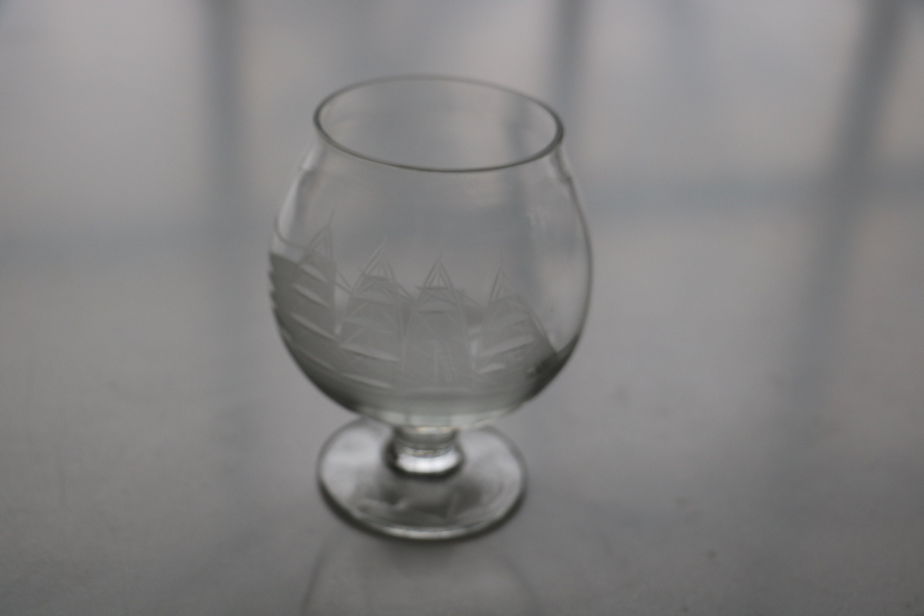 Set of Six Toscany Javit Etched Cut Glass Clipper Ship Cocktail Glasses ...