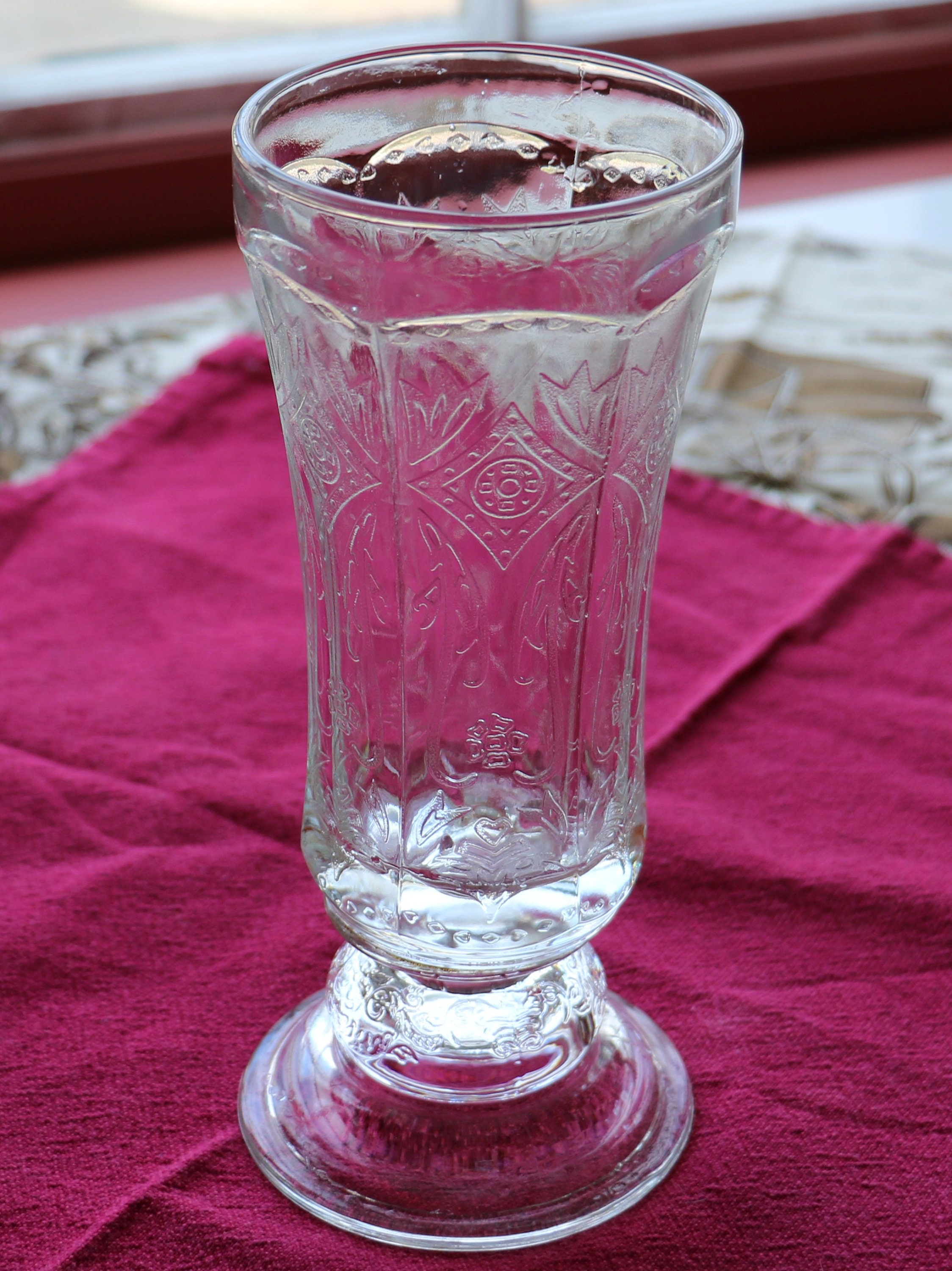 Victorian Pressed Glass Spooner Vase in Excellent Condition - Etsy