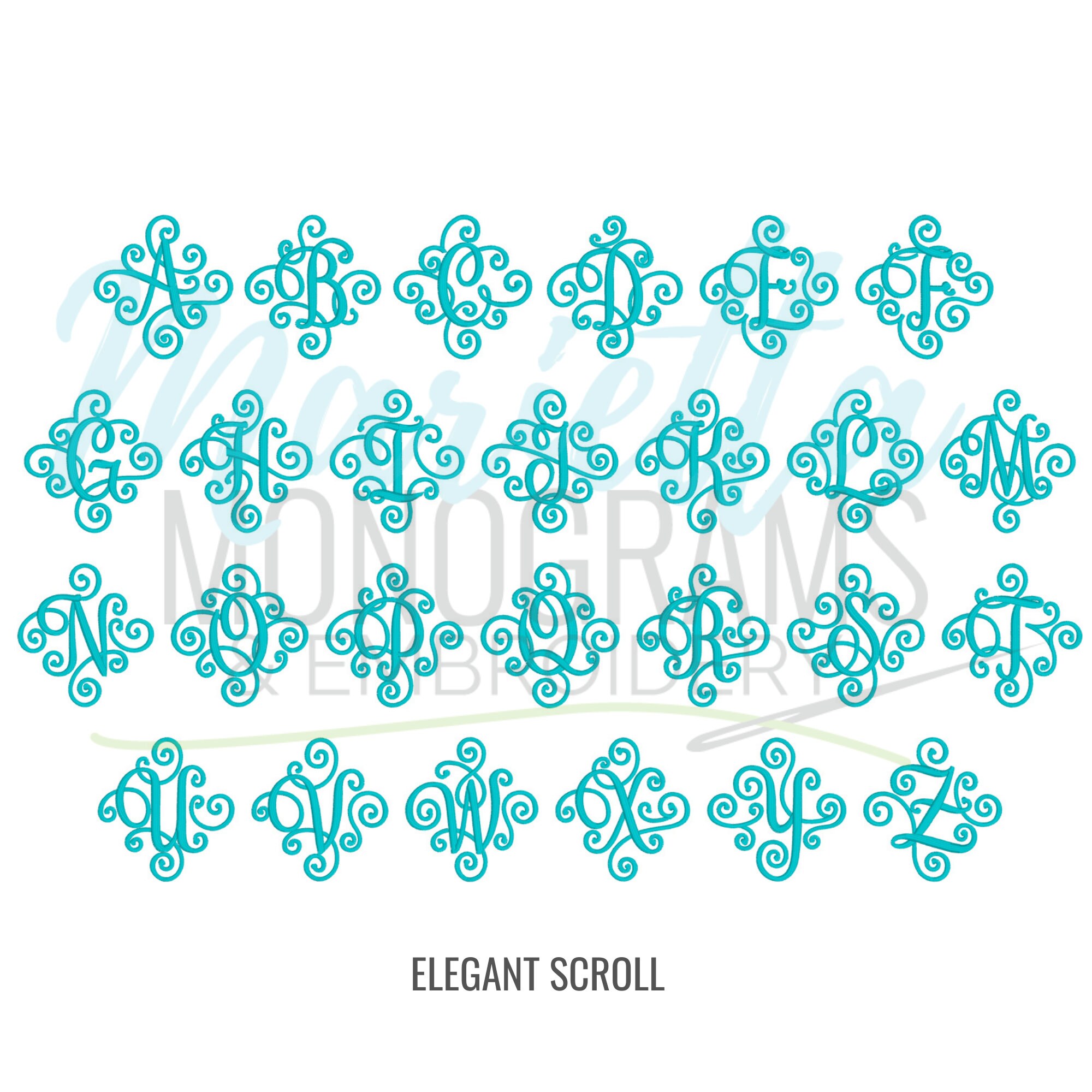 Marietta Monograms Embroidery Font Choices Single Letter | Etsy