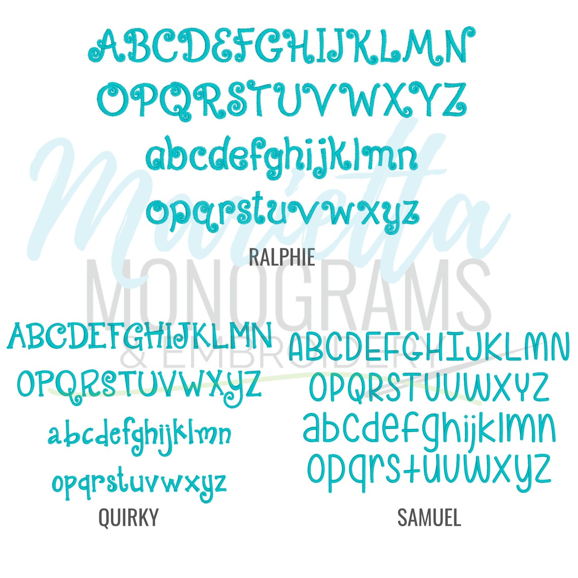 Marietta Monograms Embroidery Font Choices | Etsy