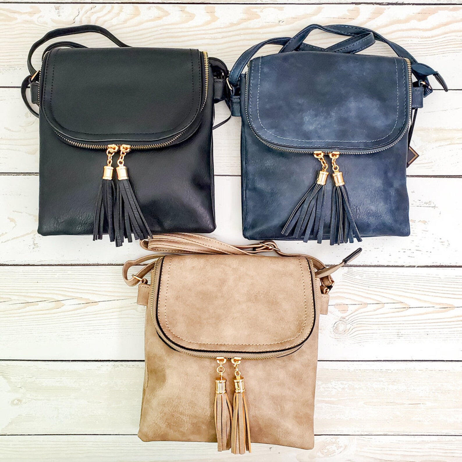 Fold-over Two Compartment Crossbody Purse With Tassels 3 Colors - Etsy