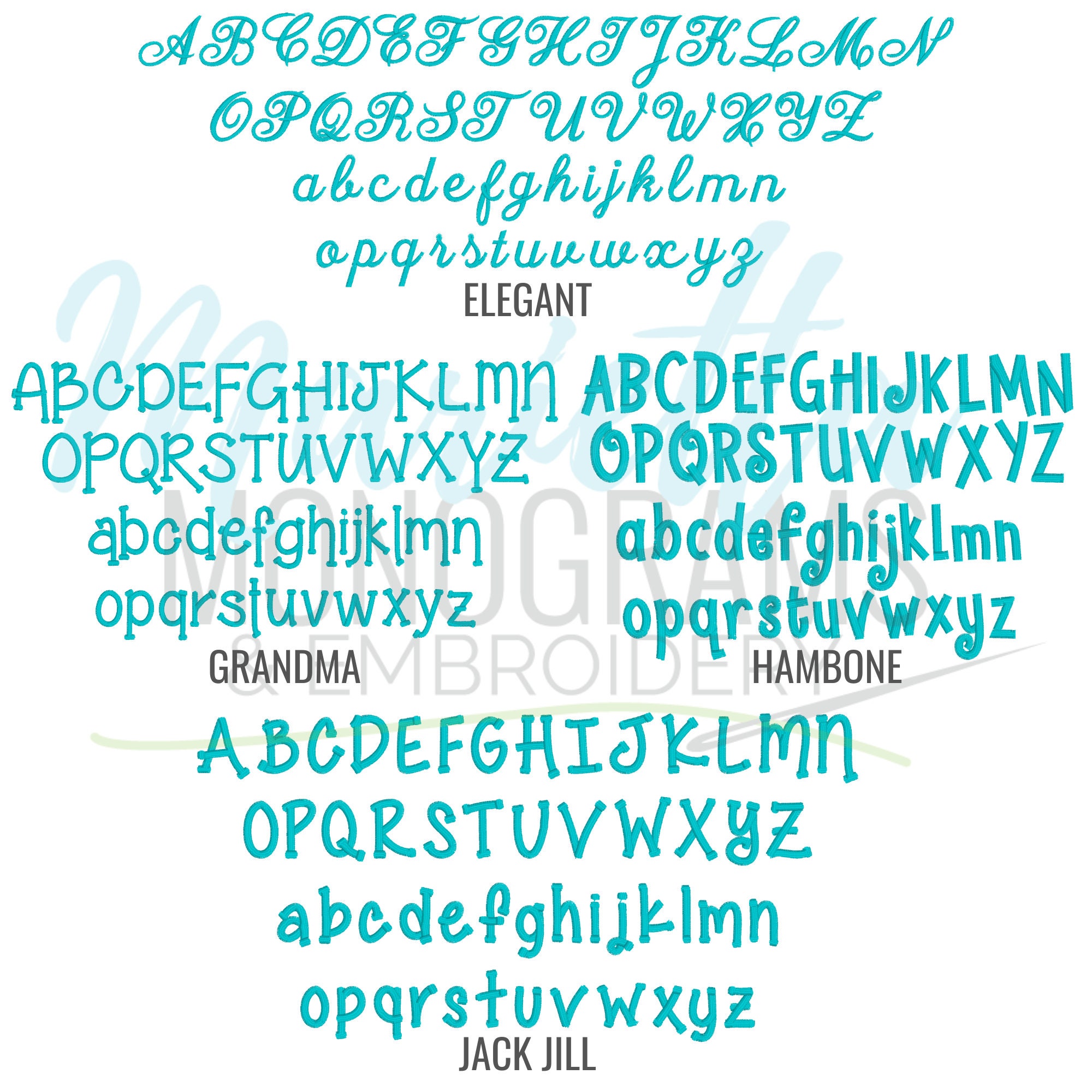 Marietta Monograms Embroidery Font Choices | Etsy