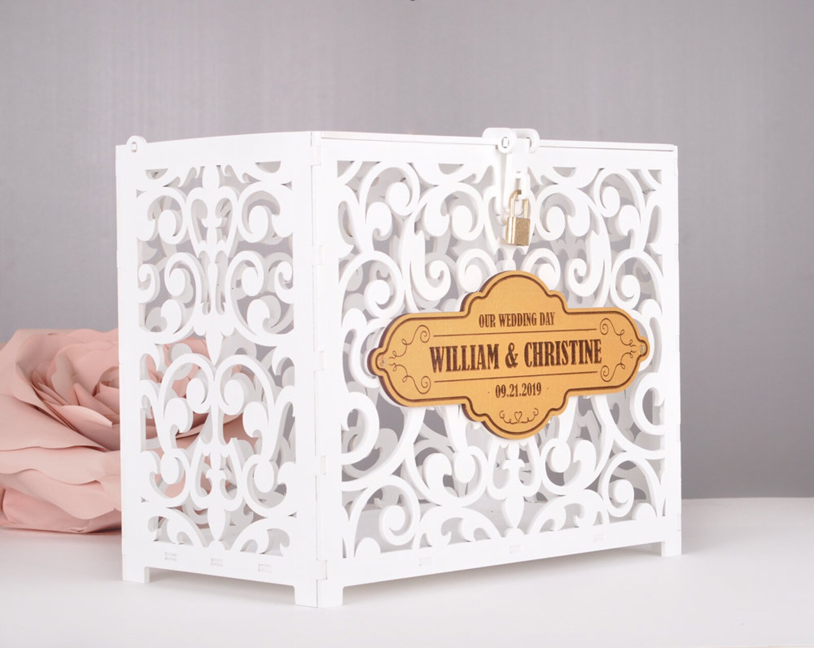 Wedding Card Box With Lock and Slot | Etsy