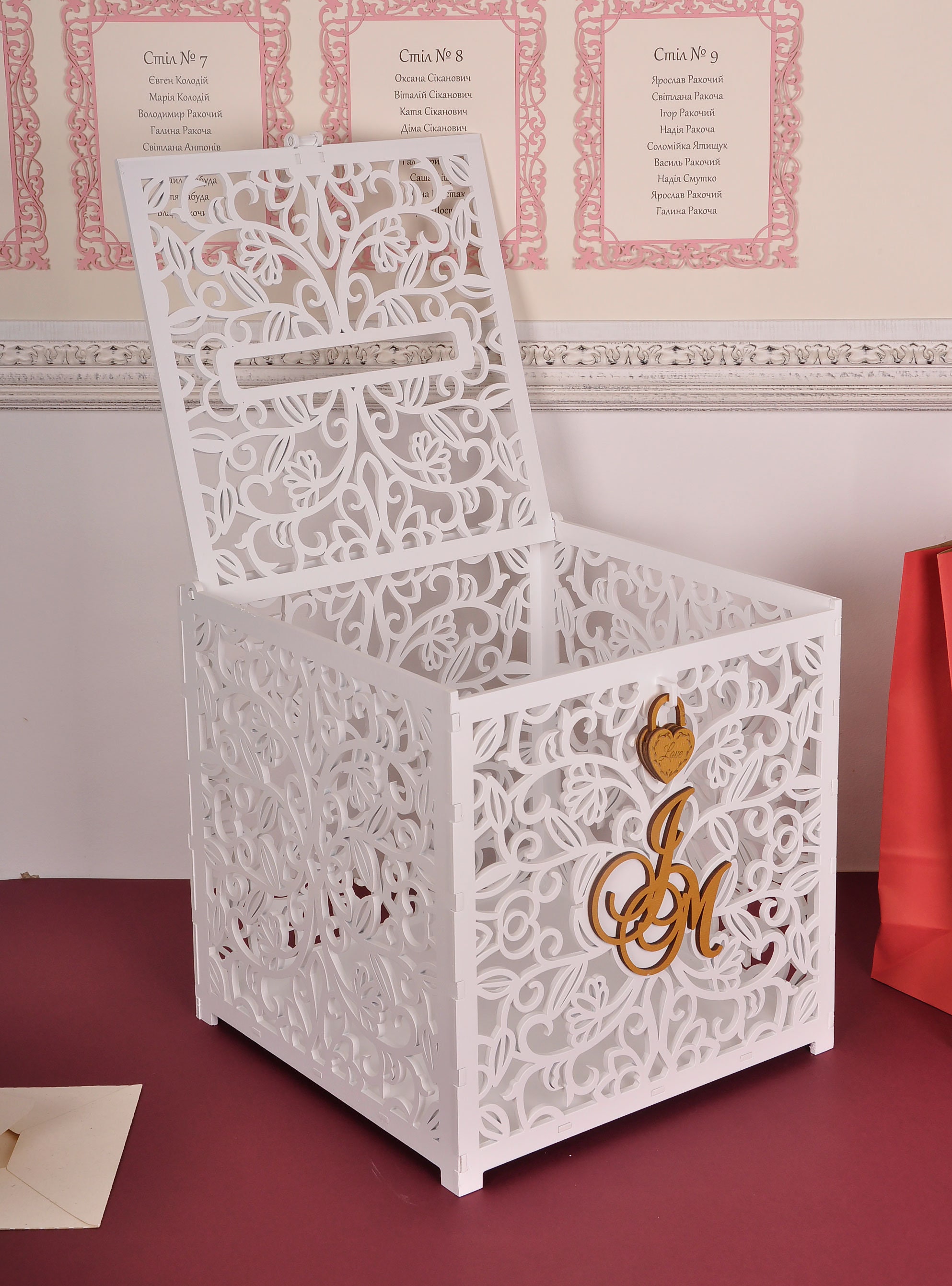 Wedding Card Box With Initials - Etsy